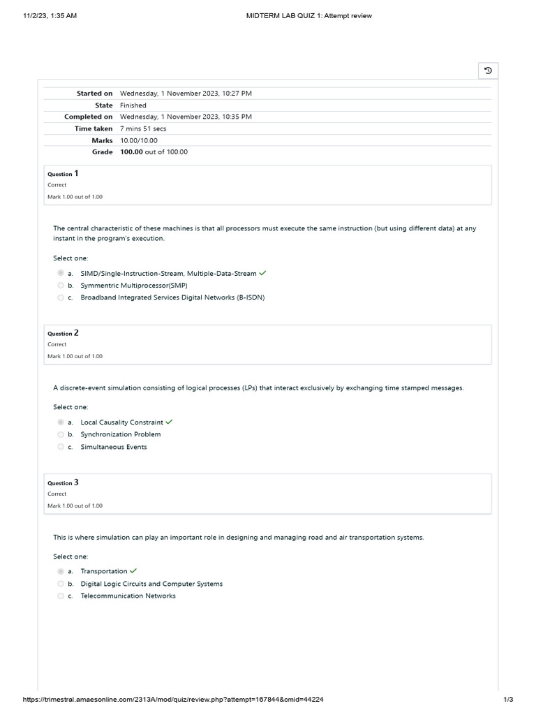 MIDTERM LAB QUIZ 1 - Attempt Review | PDF | Simulation | Computing
