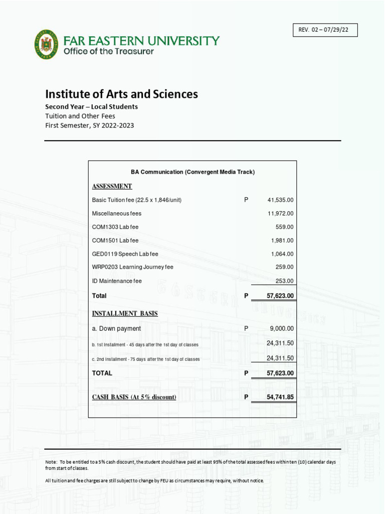 IAS Tuition and Other Fees 1st Sem SY2022 2023 | PDF | Fee | Tuition ...