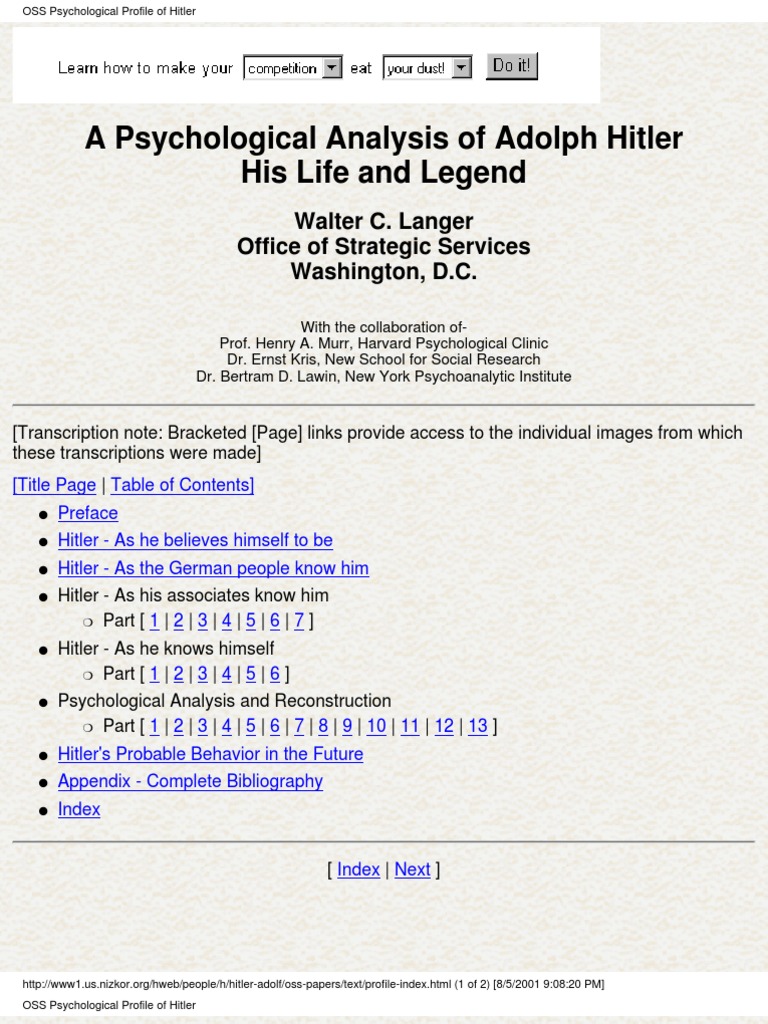 A Psichological Analisis of Adolf Hitler | PDF