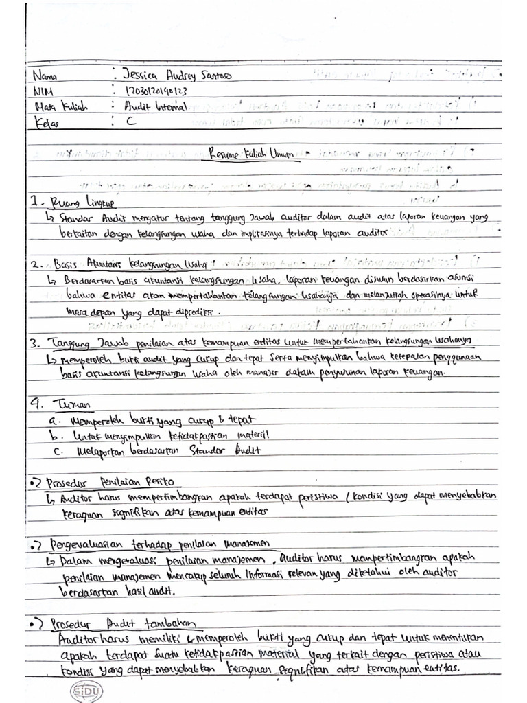 Jessica Audrey Santoso - Resume Kuliah Umum | PDF