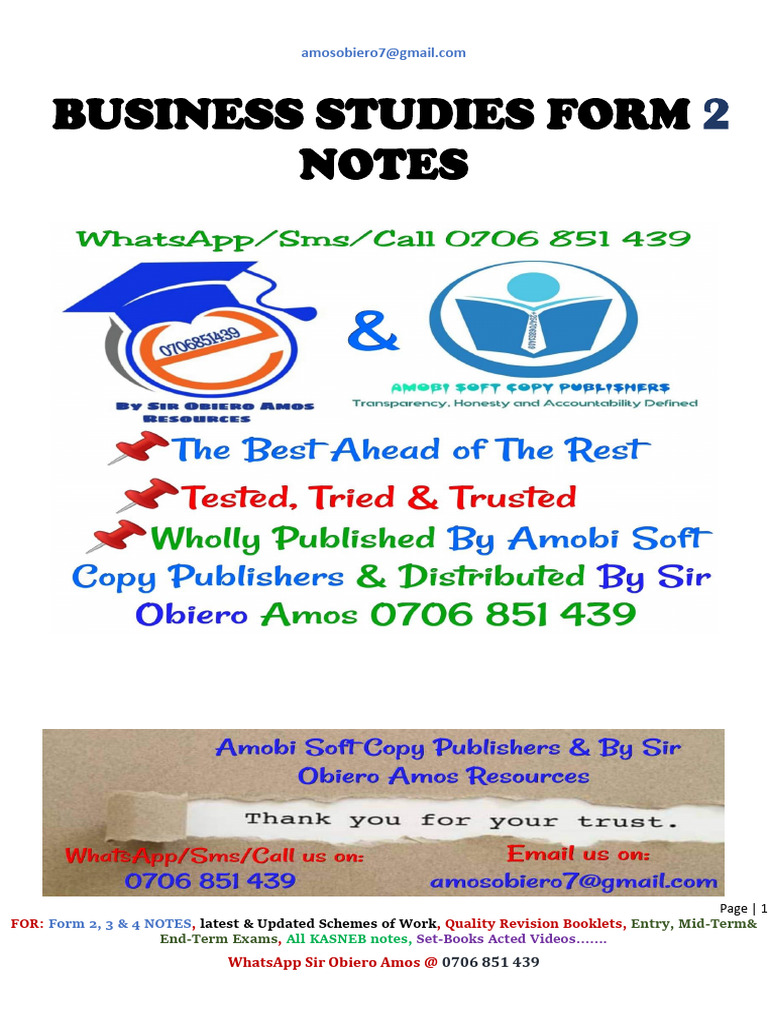 Form Two Business Studies | Download Free PDF | Sole Proprietorship ...