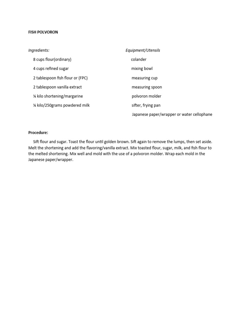 Fish Polvoron | PDF