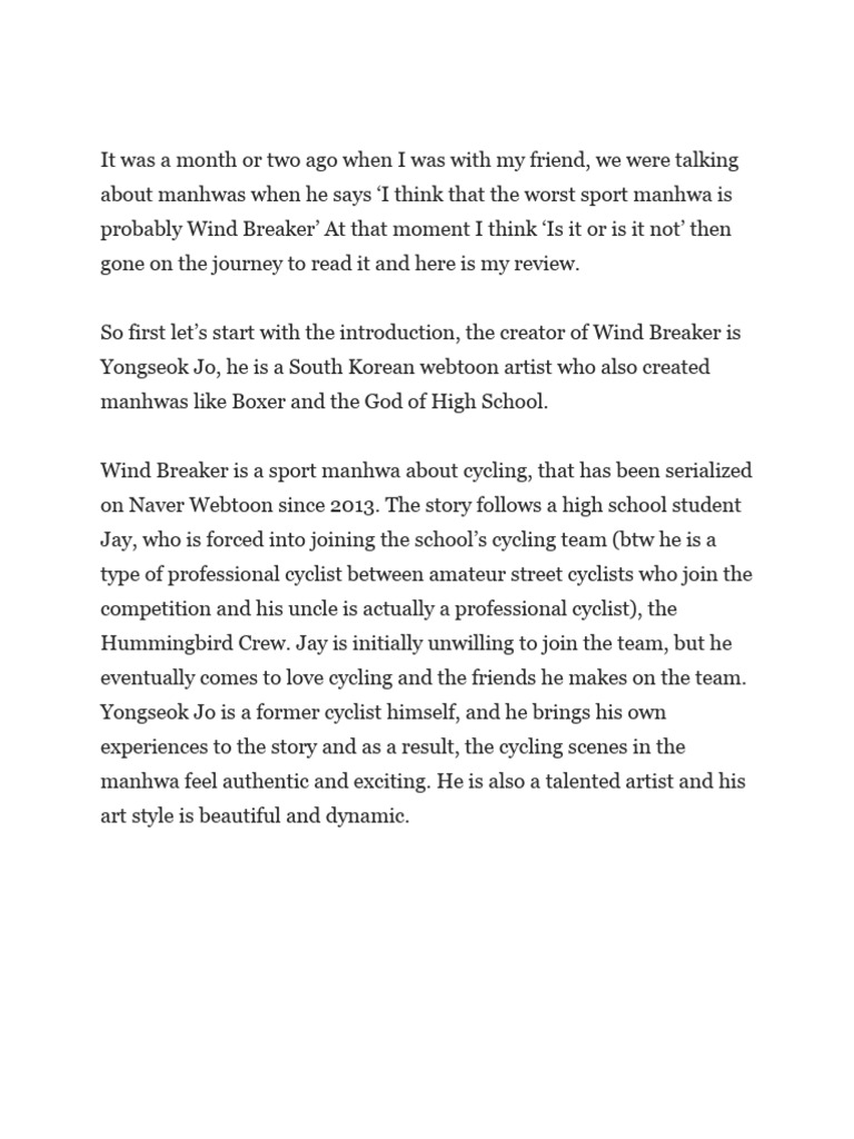 Is Wind Breaker The Worst Manhwa? | PDF
