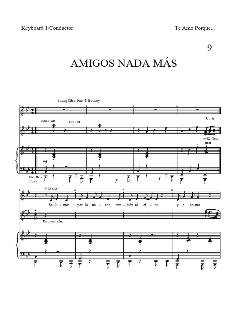 Amigos Nada Más: Partitura y Letras | PDF