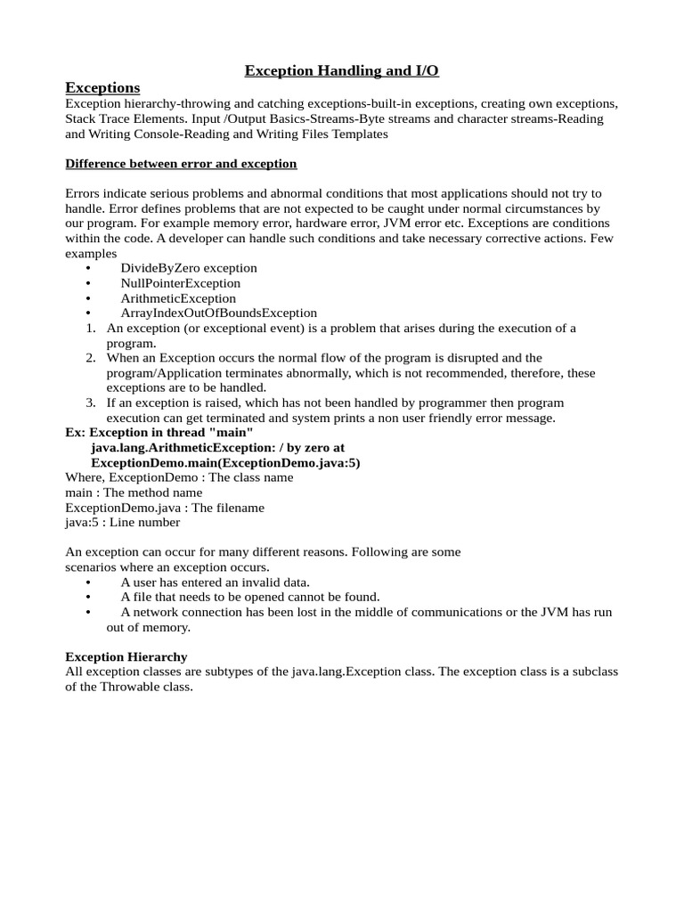 Unit 4: Exception and IO | PDF | Computer Program | Programming