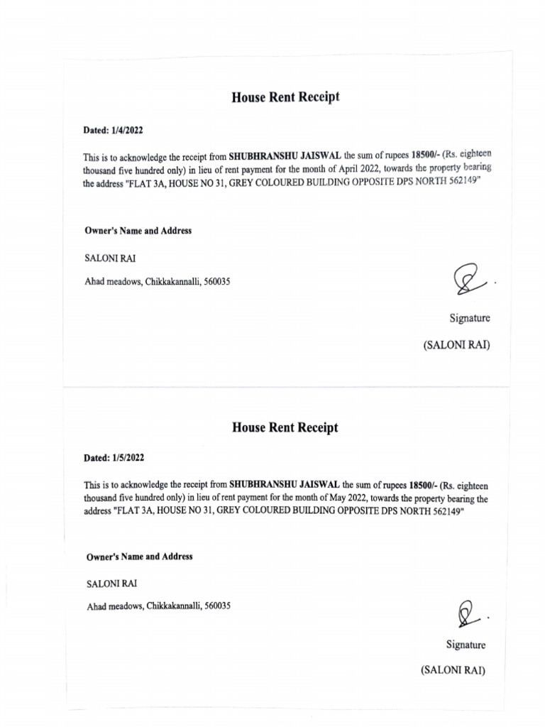 Rental slips | PDF | Money | Service Industries