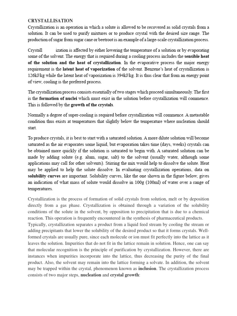 Crystallisation and Precipitation | PDF | Crystallization | Solubility