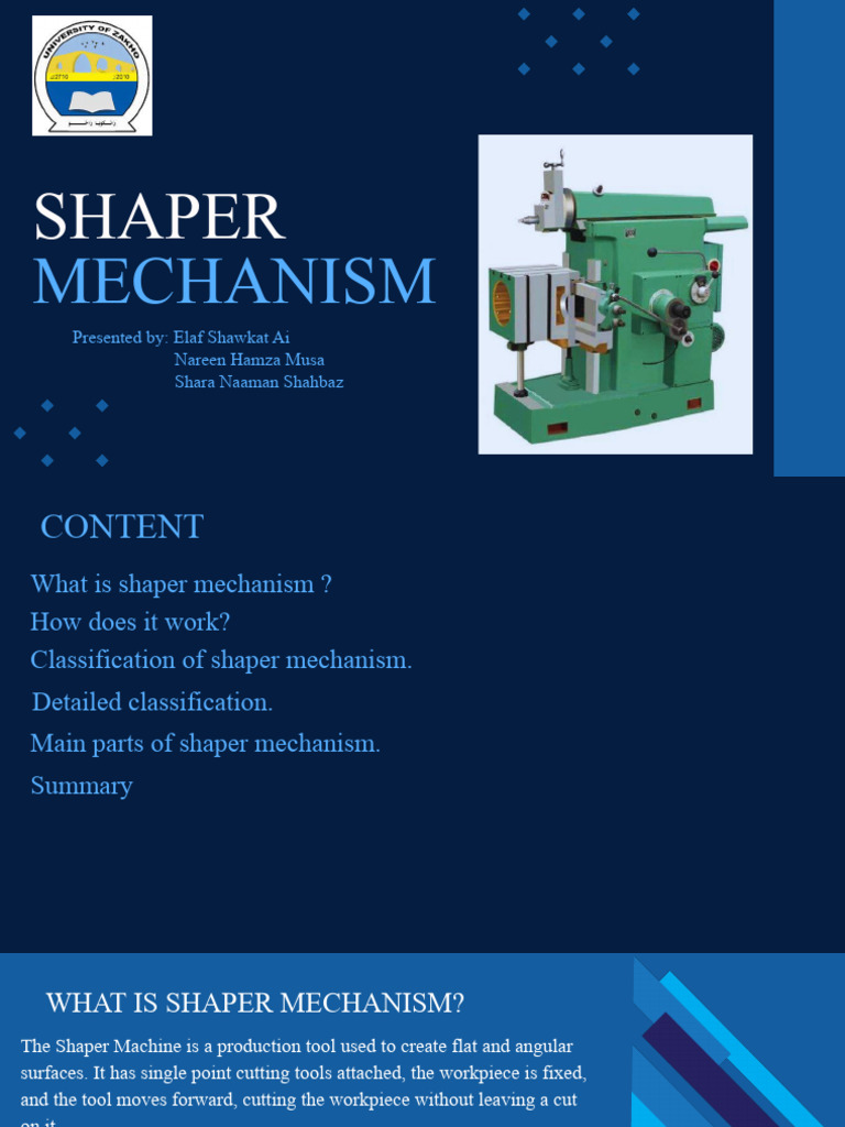 Shaper Mechanism Presentation | PDF | Gear | Mechanical Engineering