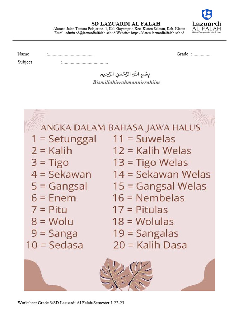 Lembar Worksheet Bjawa | PDF | Karier & Perkembangan