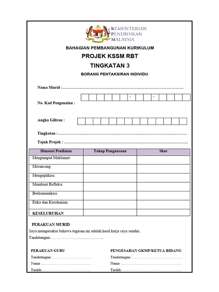 Format Projek RBT Form 3 | PDF