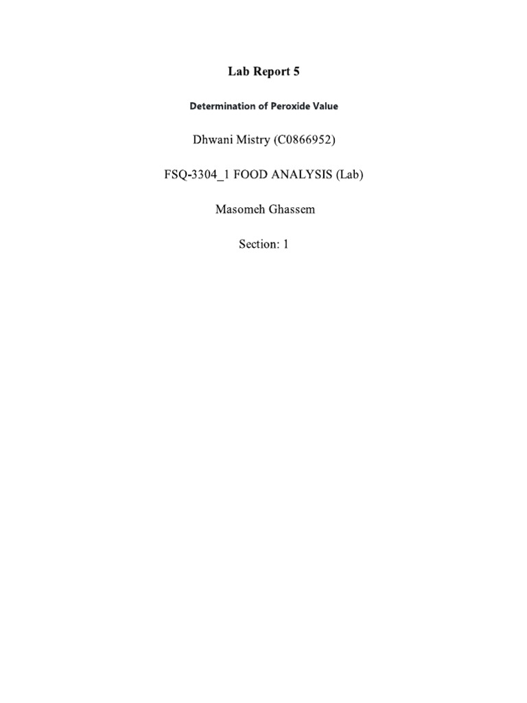 LabReport-5 Determination of Peroxide Value | PDF