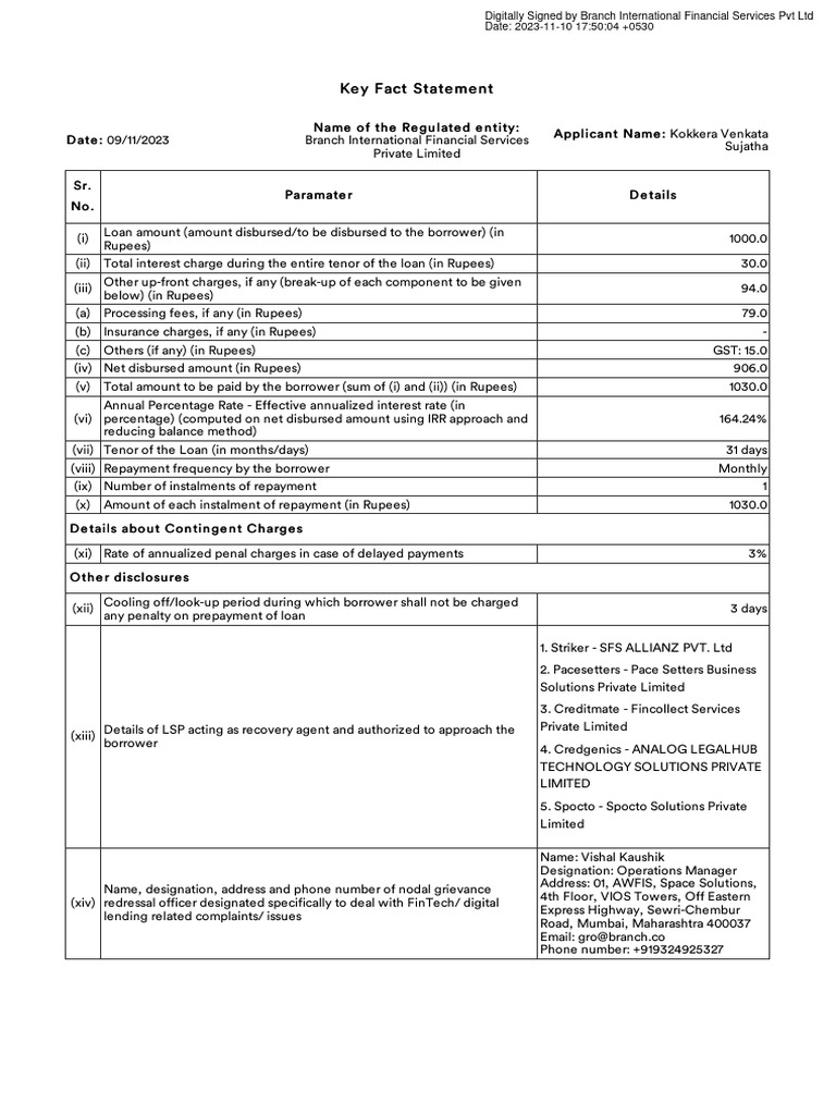 Kfs Document | PDF | Loans | Interest