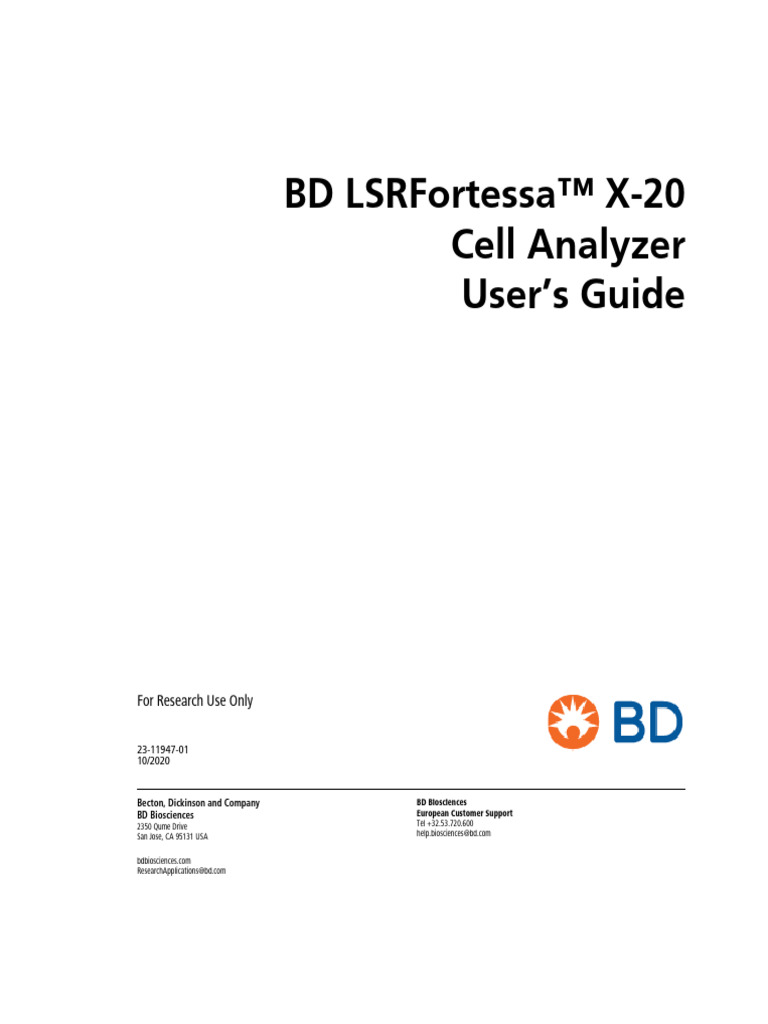 BD LSRFortessa X20 Cell Analyzer User Guide | PDF | Flow Cytometry ...