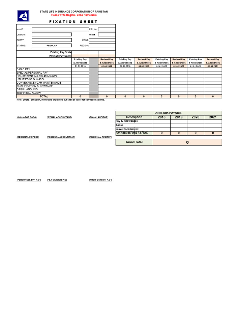 Pay Fixation Format | PDF | Accountant | Payments
