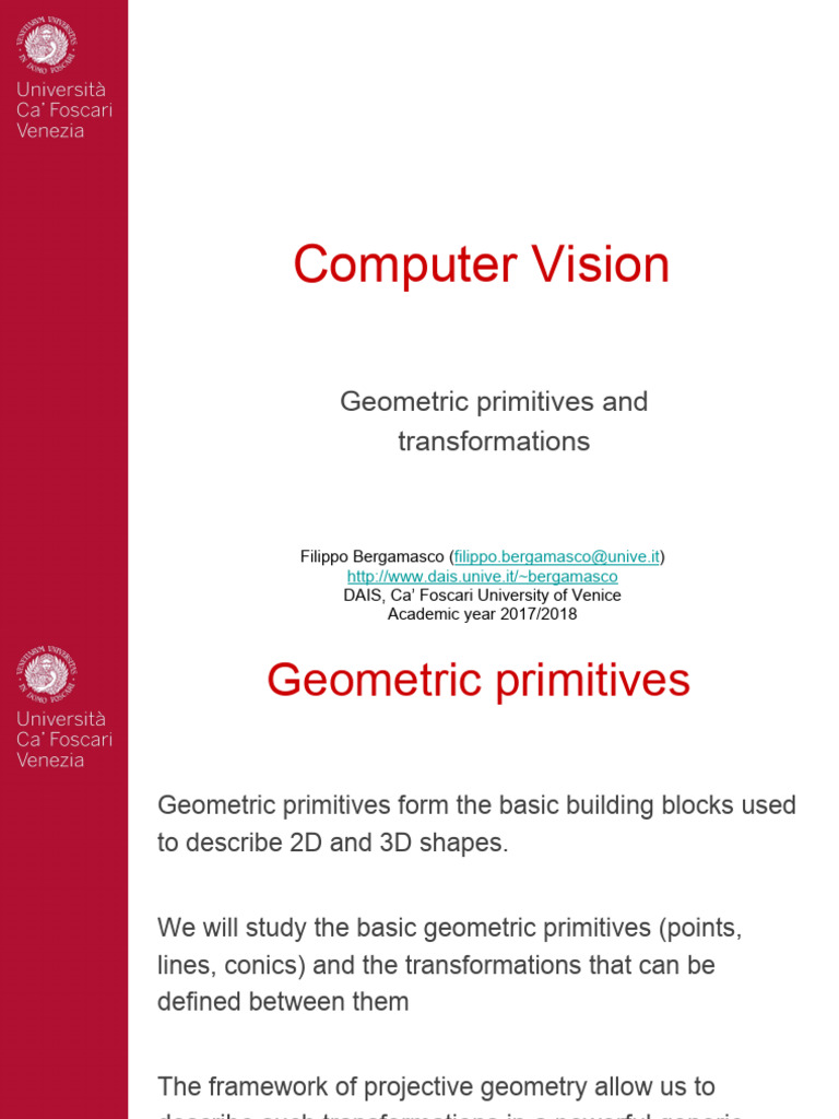 Computer Vision: Geometric Basics | PDF | Line (Geometry) | Euclidean Space
