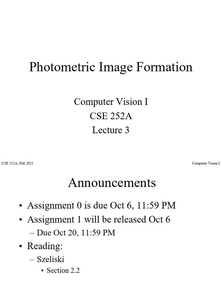 Photometric Image Formation Overview | PDF | Optical Filter | Atomic