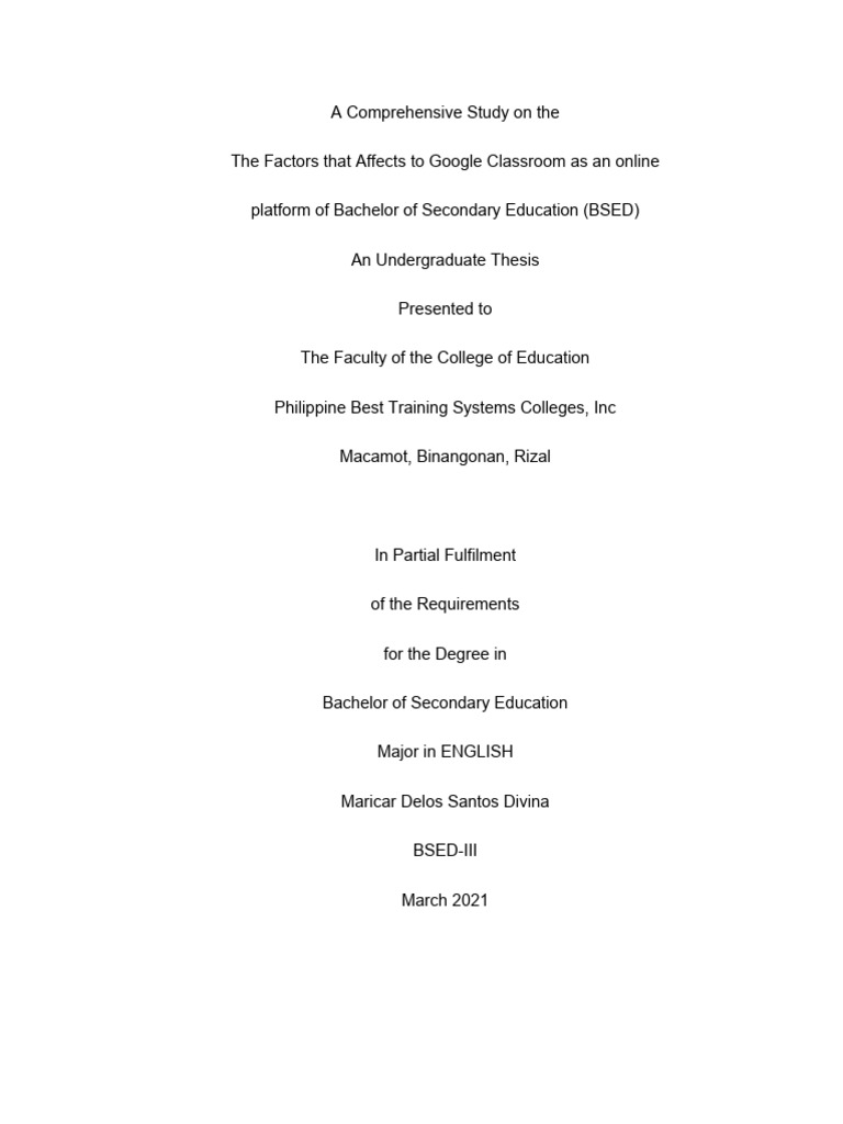 Factors Influencing Google Classroom in BSED | PDF | Educational ...