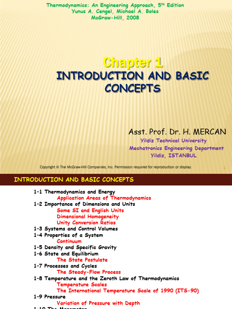 Thermo Ch1 (Slides) Introduction and Basic Concepts | PDF | Temperature | Pressure