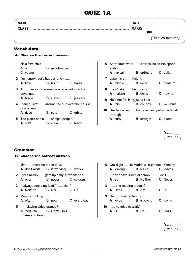 1 01 Enterprise A2 Quiz 01a | PDF | Astronomy | Flight