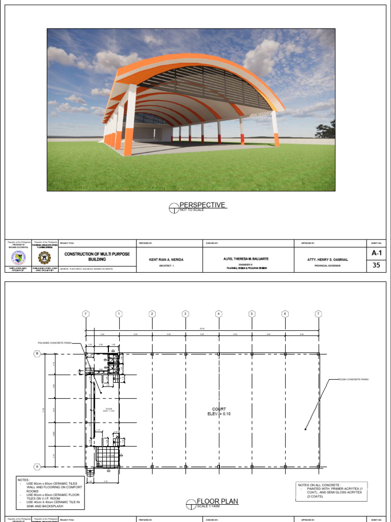 Multi-Purpose Covered Court Design | PDF | Architectural Elements ...