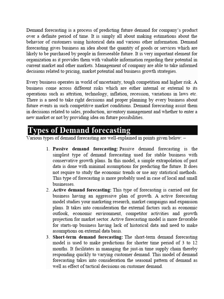 Demand Forecasting Is A Process of Predicting Future Demand For Company ...