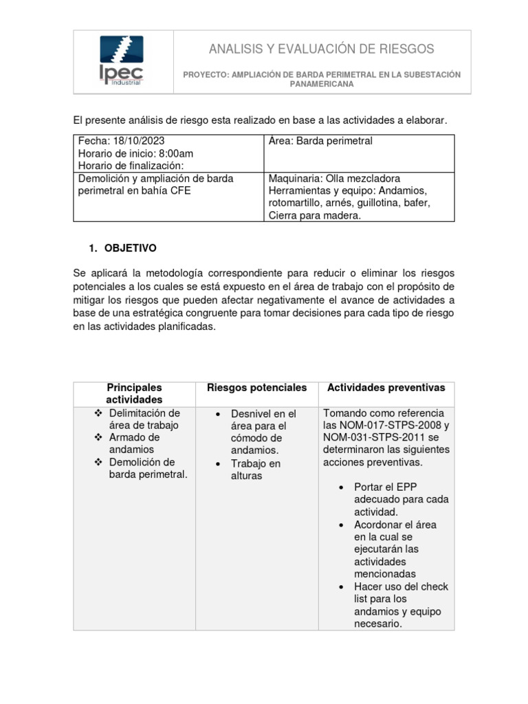 Análisis de Riesgos en Demolición de Barda | PDF