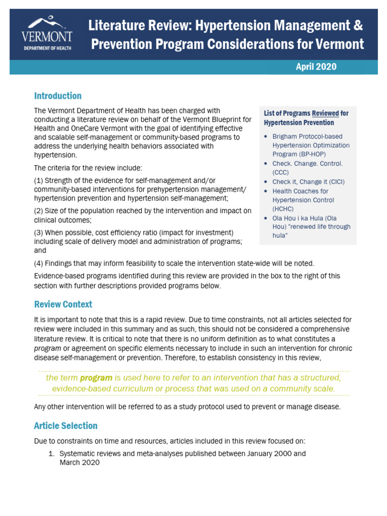 Vermont Hypertension Program Review | PDF | Pub Med | Medicine