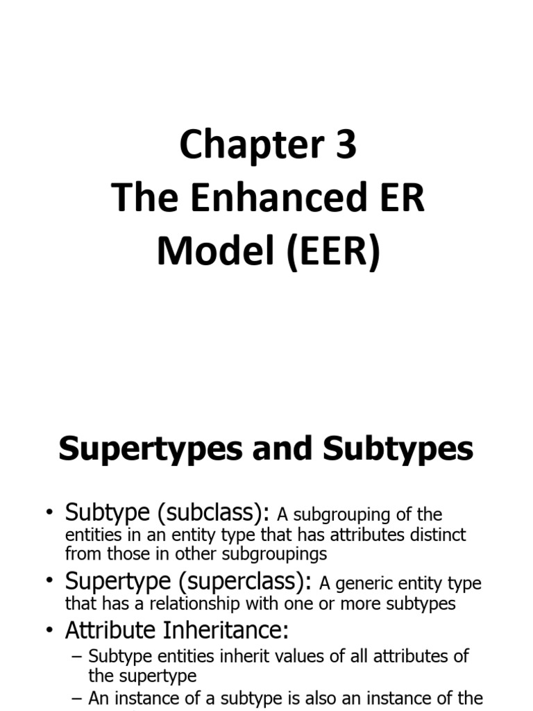 Chapter 3 The Enhanced Er Model Eer Pdf Inheritance Object