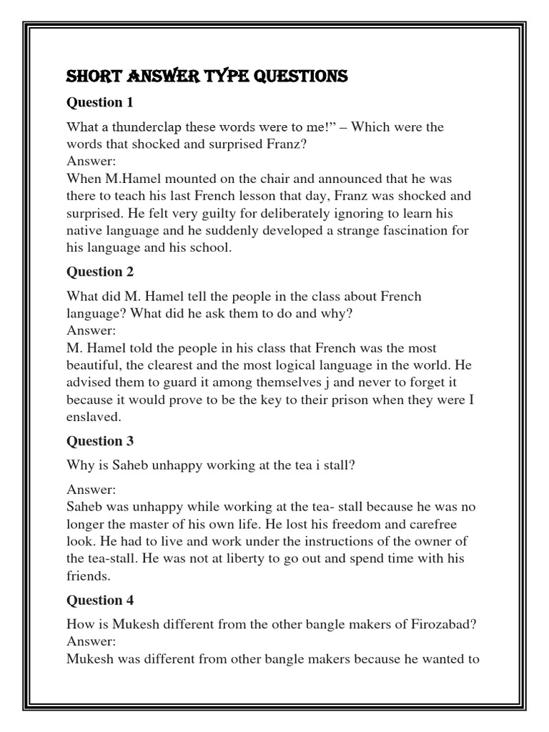 English Question Answer | PDF