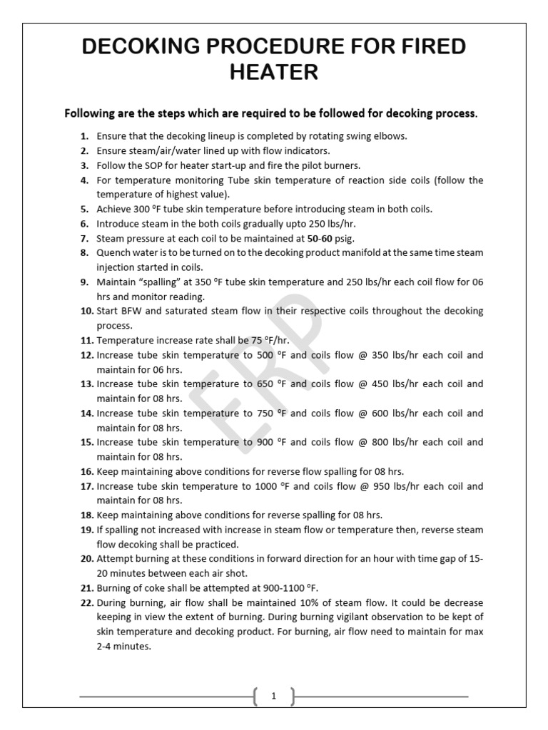Fired Heater Decoking Steps | PDF | Steam | Physical Quantities