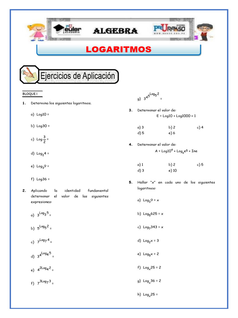 Ejercicios de Logaritmos Para PREU | PDF