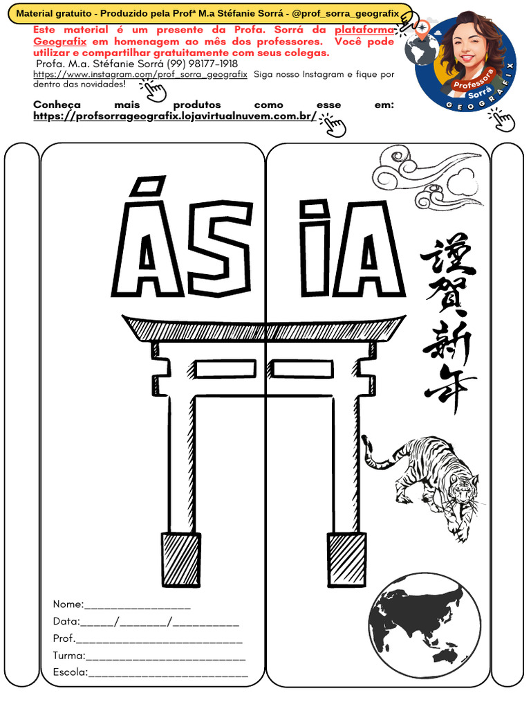 Lapbook Gratuito Ásia - Profa Sorrá - Permitido Compartilhamento | PDF ...