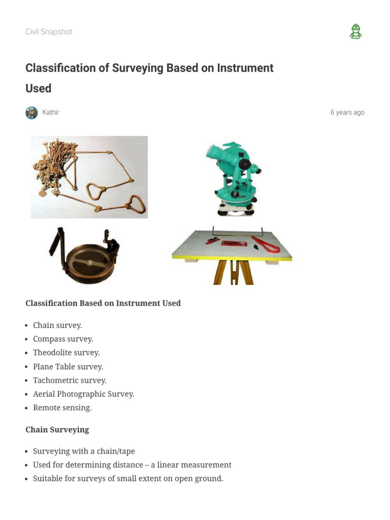 Surveying Classification by Instruments | PDF