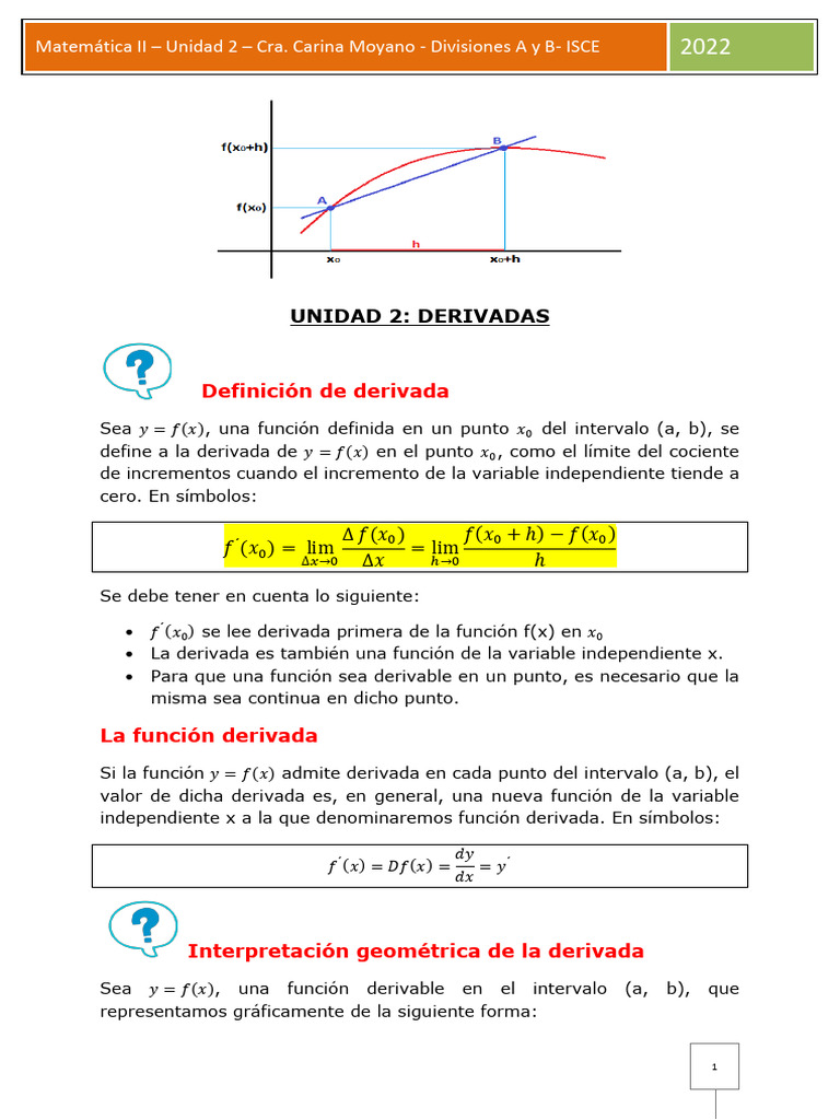Clase Virtual Unidad 2 Derivadas - 2022 | Descargar gratis PDF | Derivado | Logaritmo