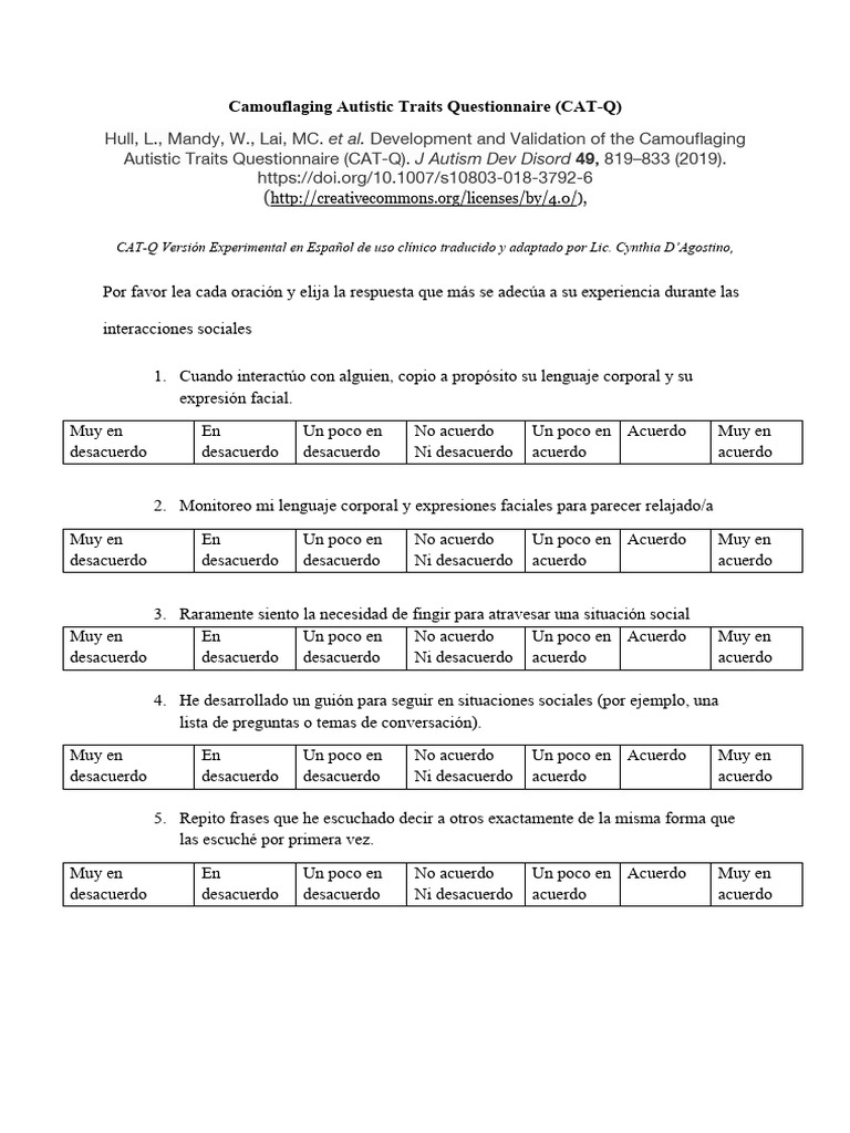 Hull, L., Mandy, W., Lai, MC. Et Al. Development and Validation of The ...