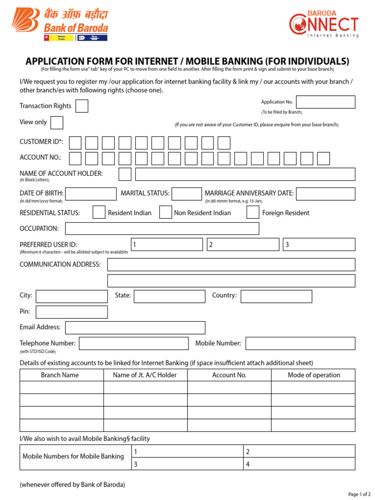 Net Banking and Mobile Banking Form For Retail Users | PDF | Banks | Online Banking