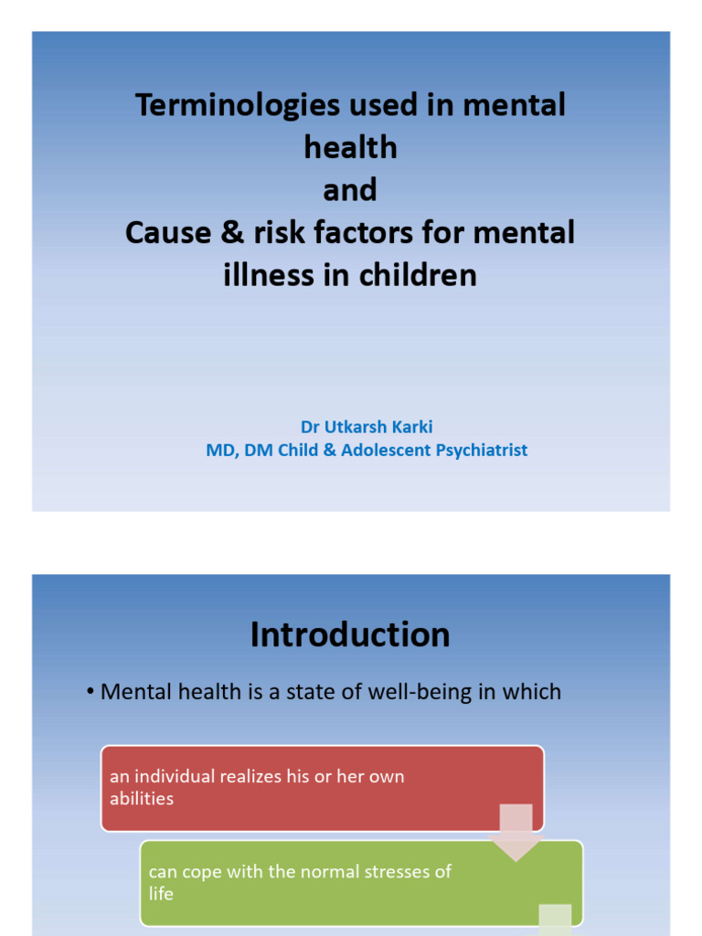Terminologies in Mental Health and Cause Risk Factors For Mental Illness in Children | PDF ...