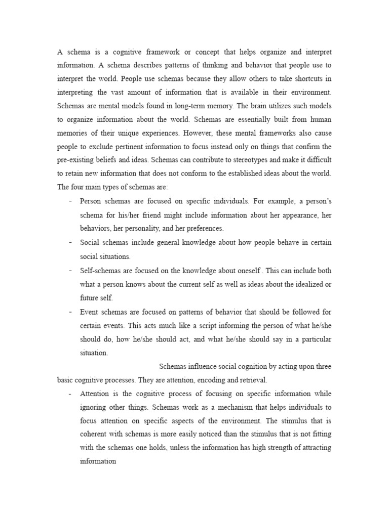 Schemas Definition, Types Impact PDF | PDF | Schema (Psychology ...
