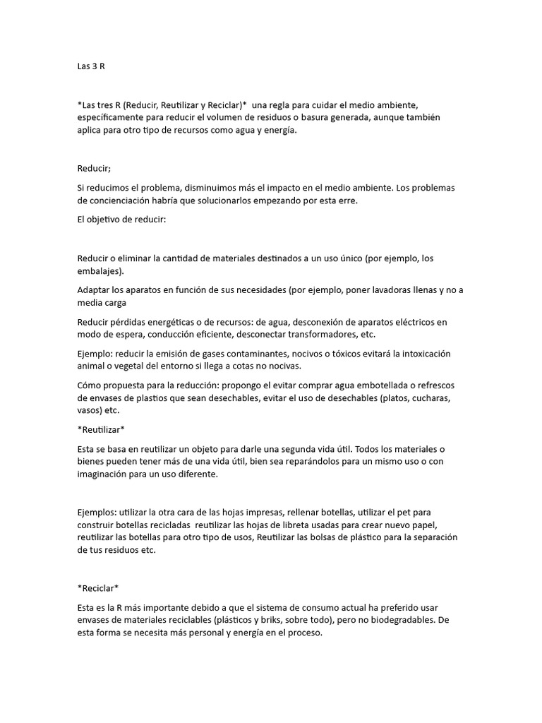 Las 3R Ingles | PDF | Residuos | Materiales