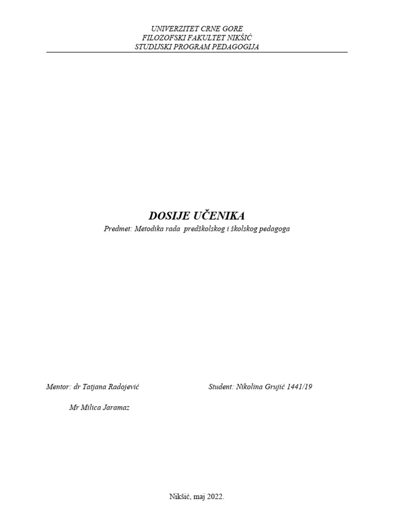 Dosije Učenika | PDF