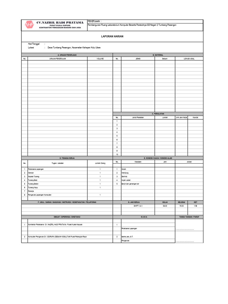 Form Laporan Harian SDN 2 Pasongon | PDF