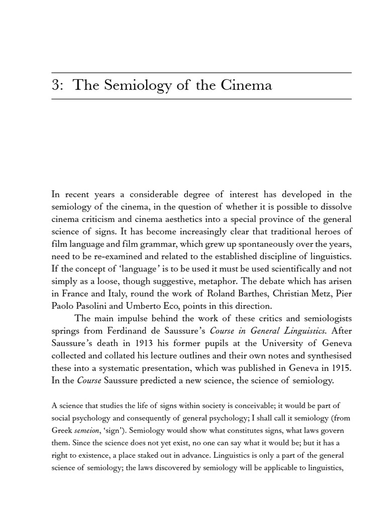 15 Wollen, "The Semiology of The Cinema" | PDF | Semiotics | Charles ...