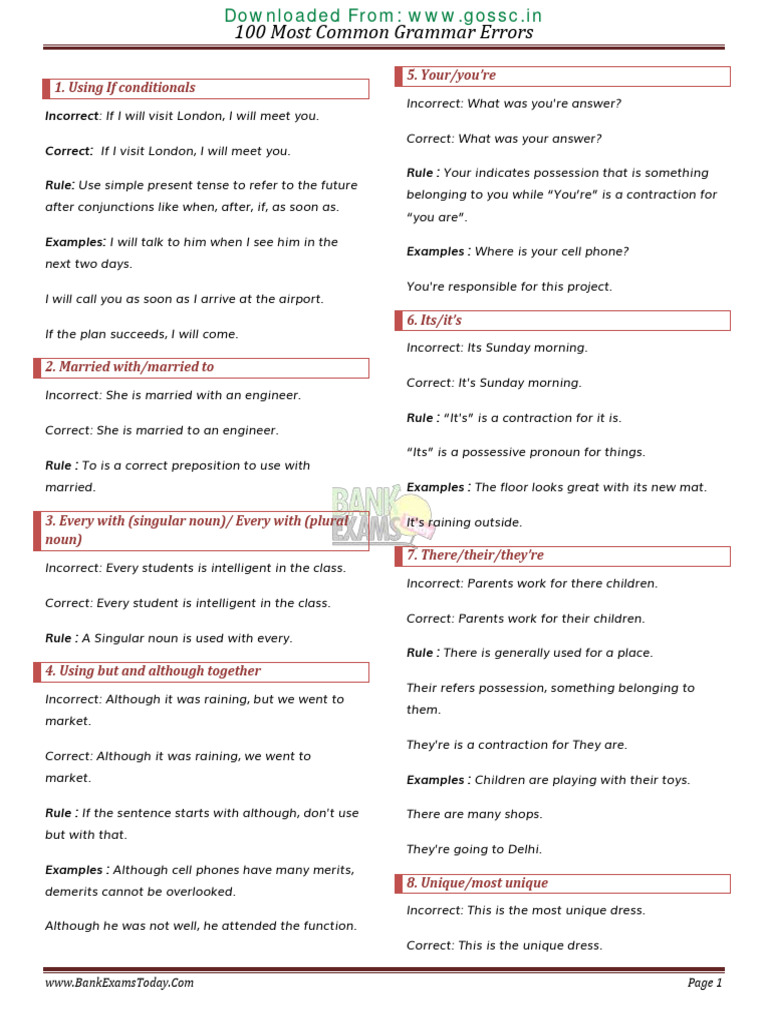 Common Grammar Mistakes Explained | PDF | Noun | Plural