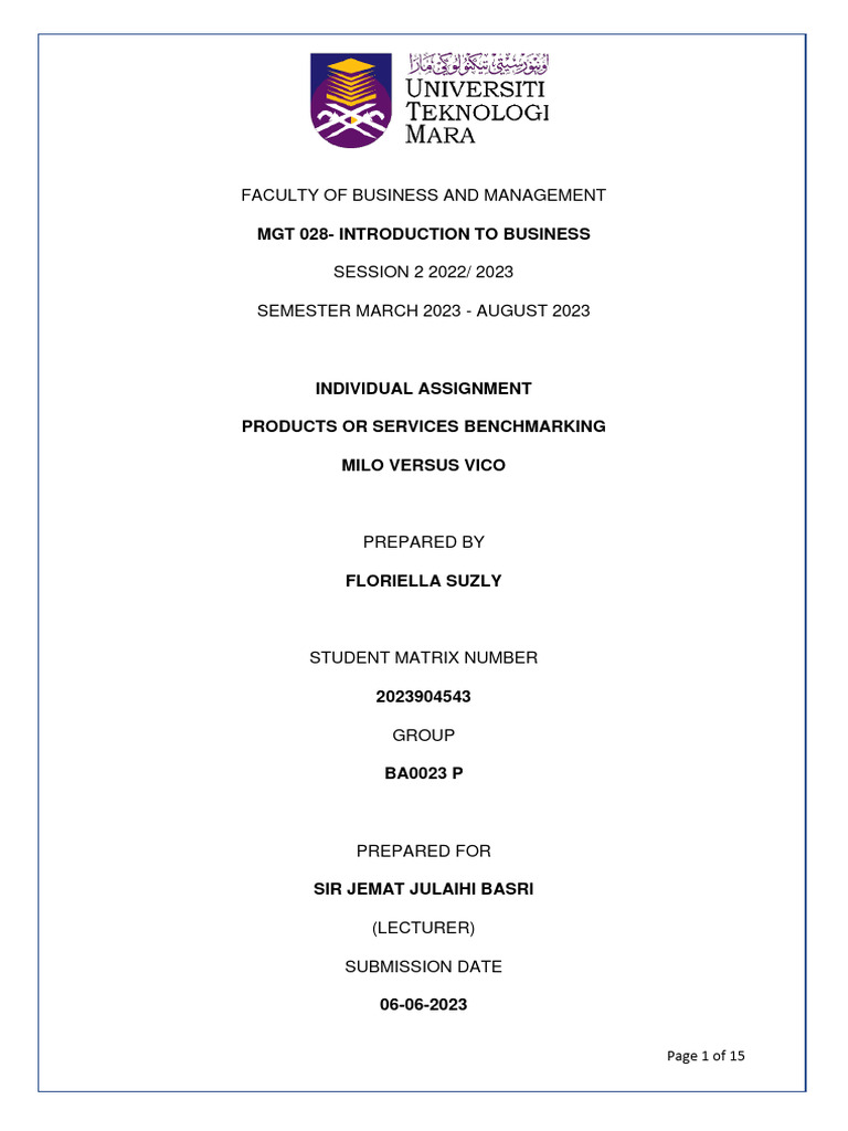 Floriella - MGT028 Individual Assignment Sem Mac2023 | PDF | Marketing ...