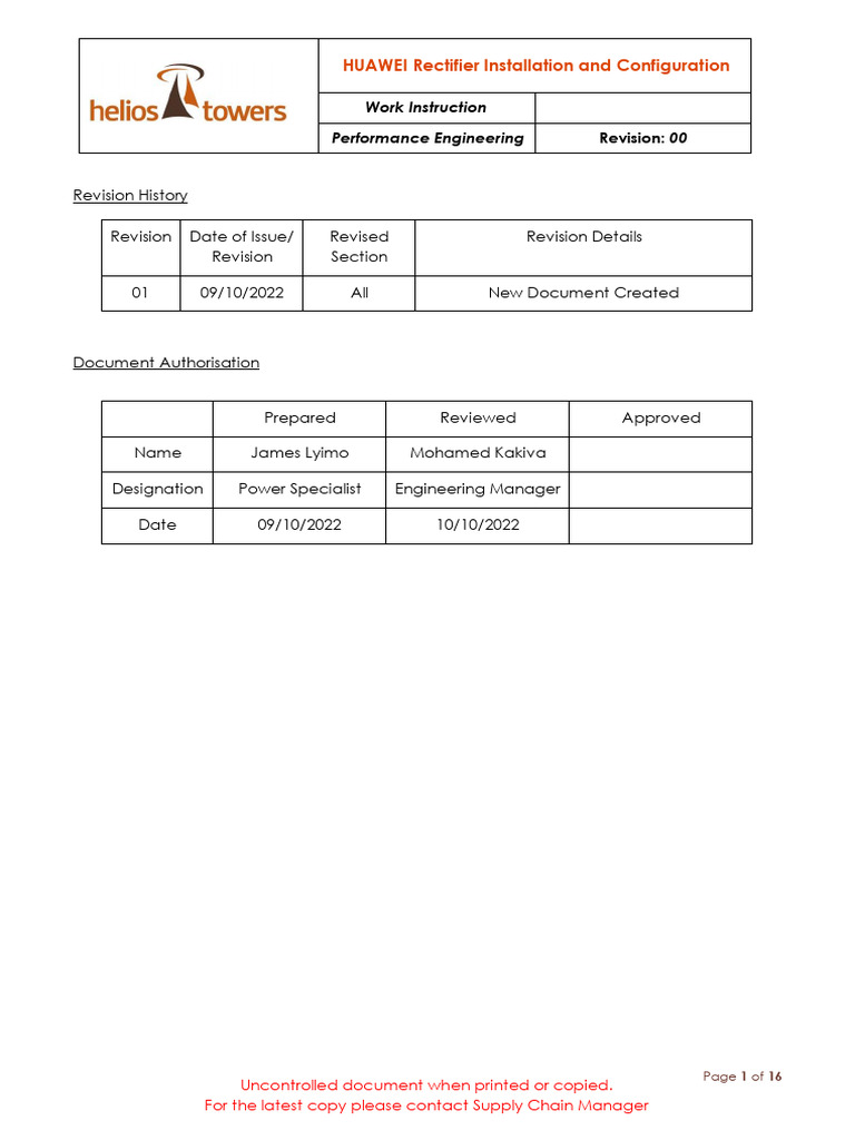 HUAWEI Rectifier - Installation and Commisioning WI - V0 | PDF ...