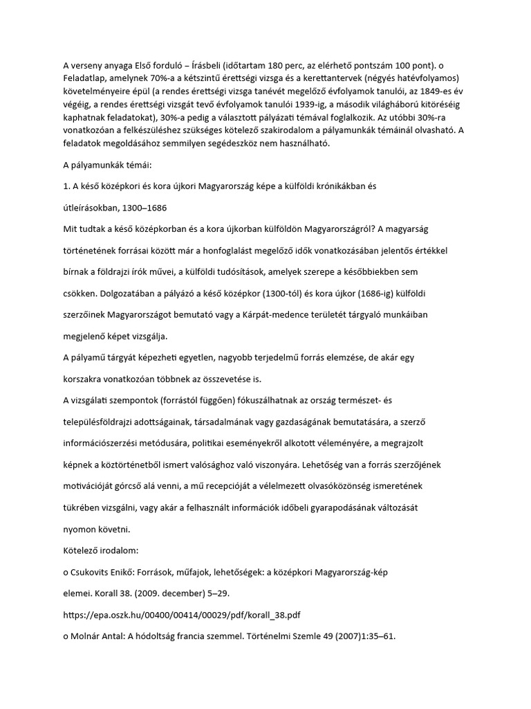 A Verseny Anyaga Első Forduló OKTV | PDF