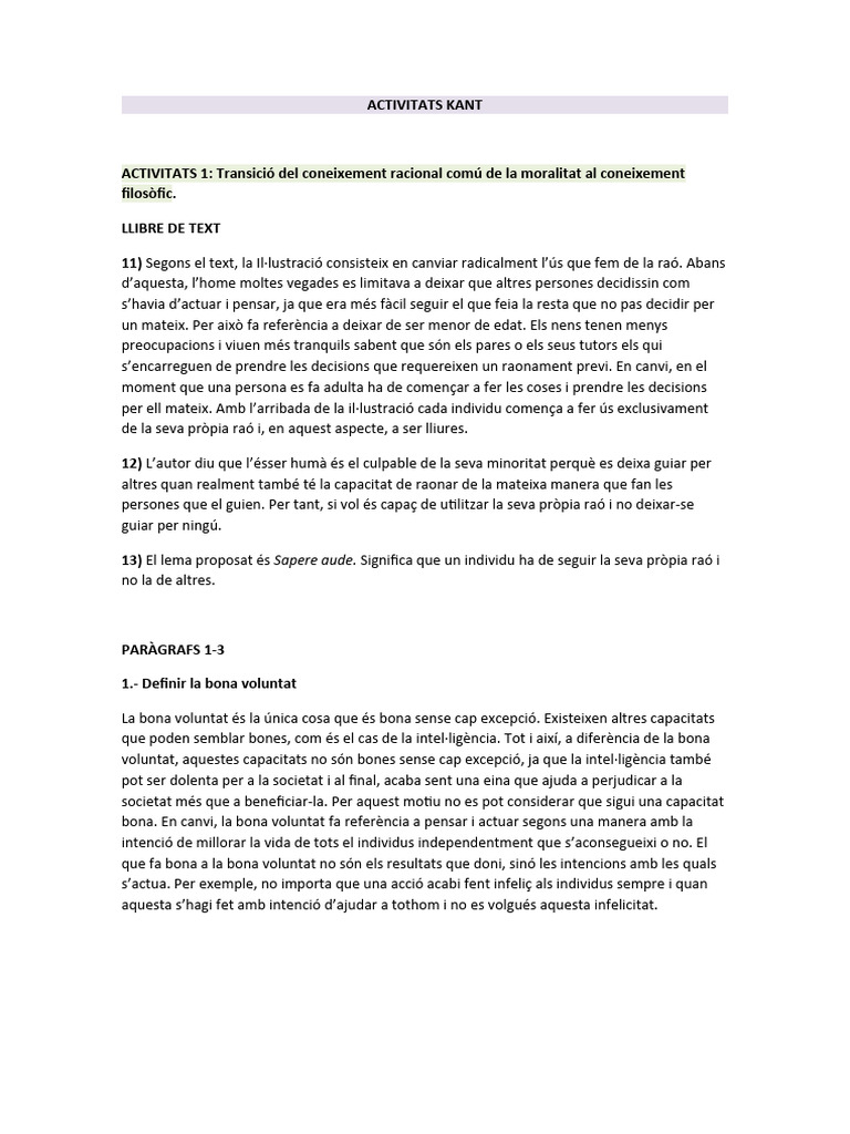 Activitats Kant | PDF