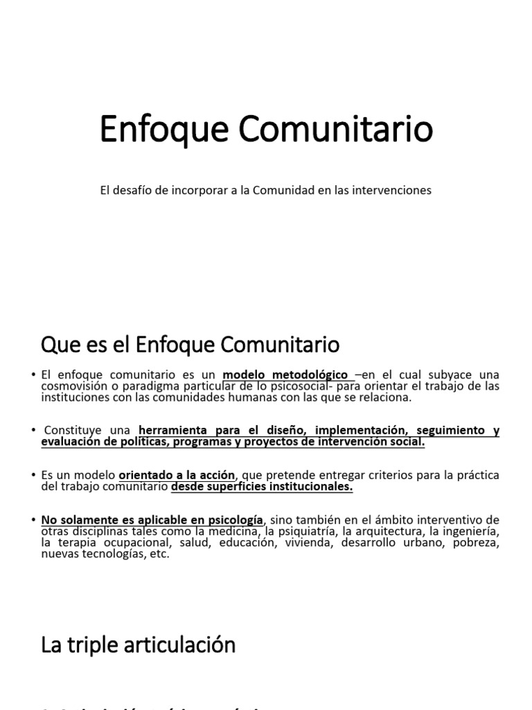 Enfoque Comunitario en Terapia Ocupacional | PDF | Apoyo social | Red ...