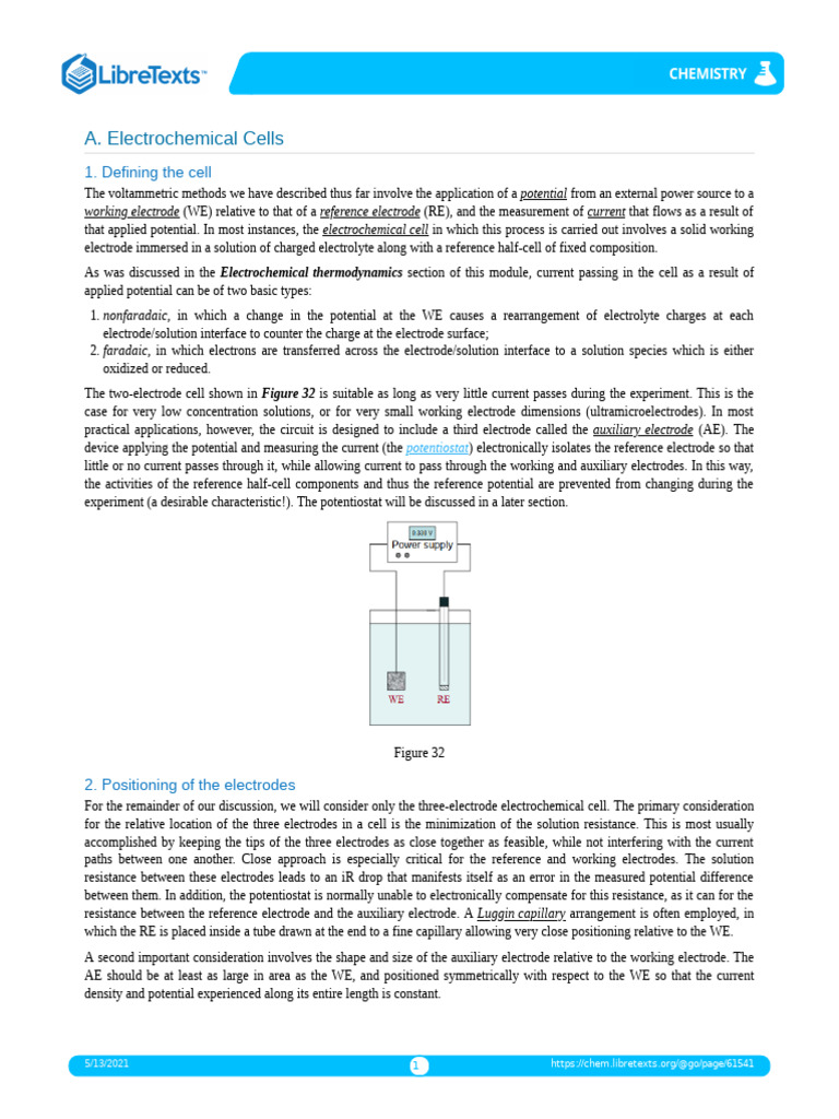 2016 - A. Electrochemical Cells | PDF | Electrochemistry | Electrode