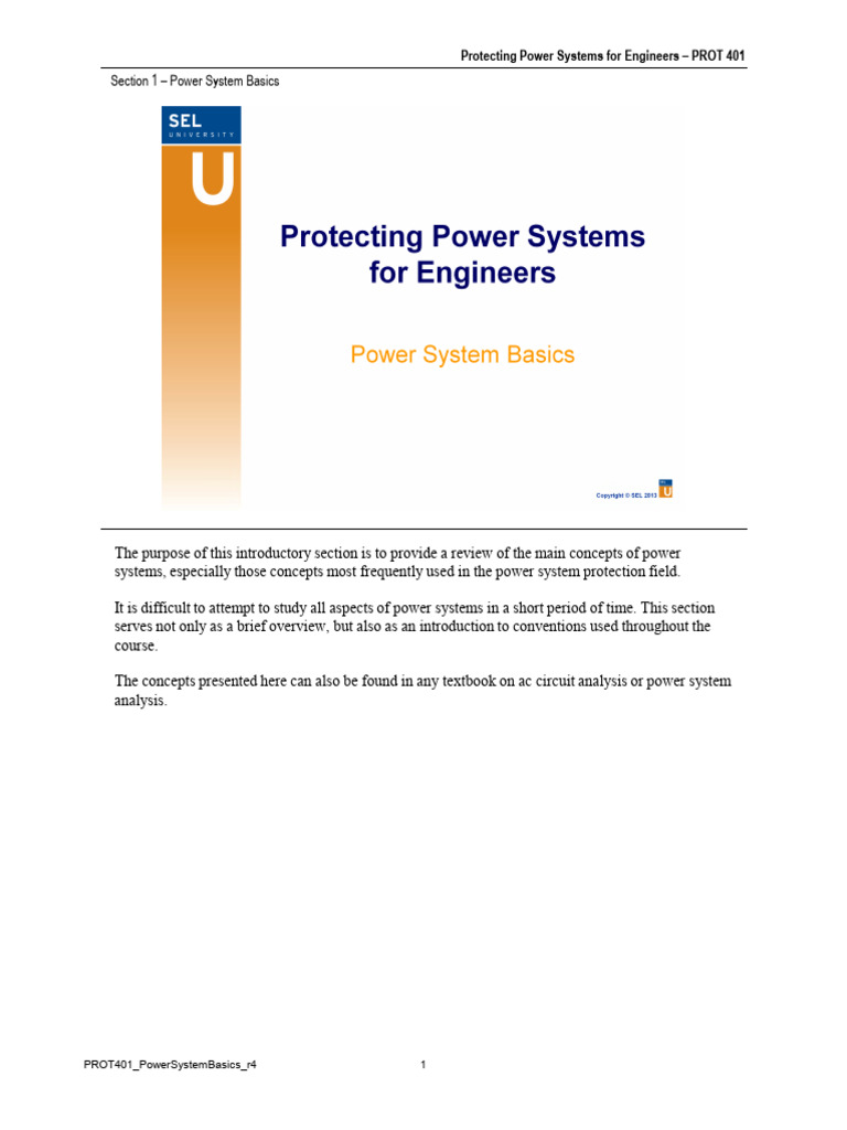 01a PROT401 PowerSystemBasics r4 | PDF | Electrical Impedance | Ac Power